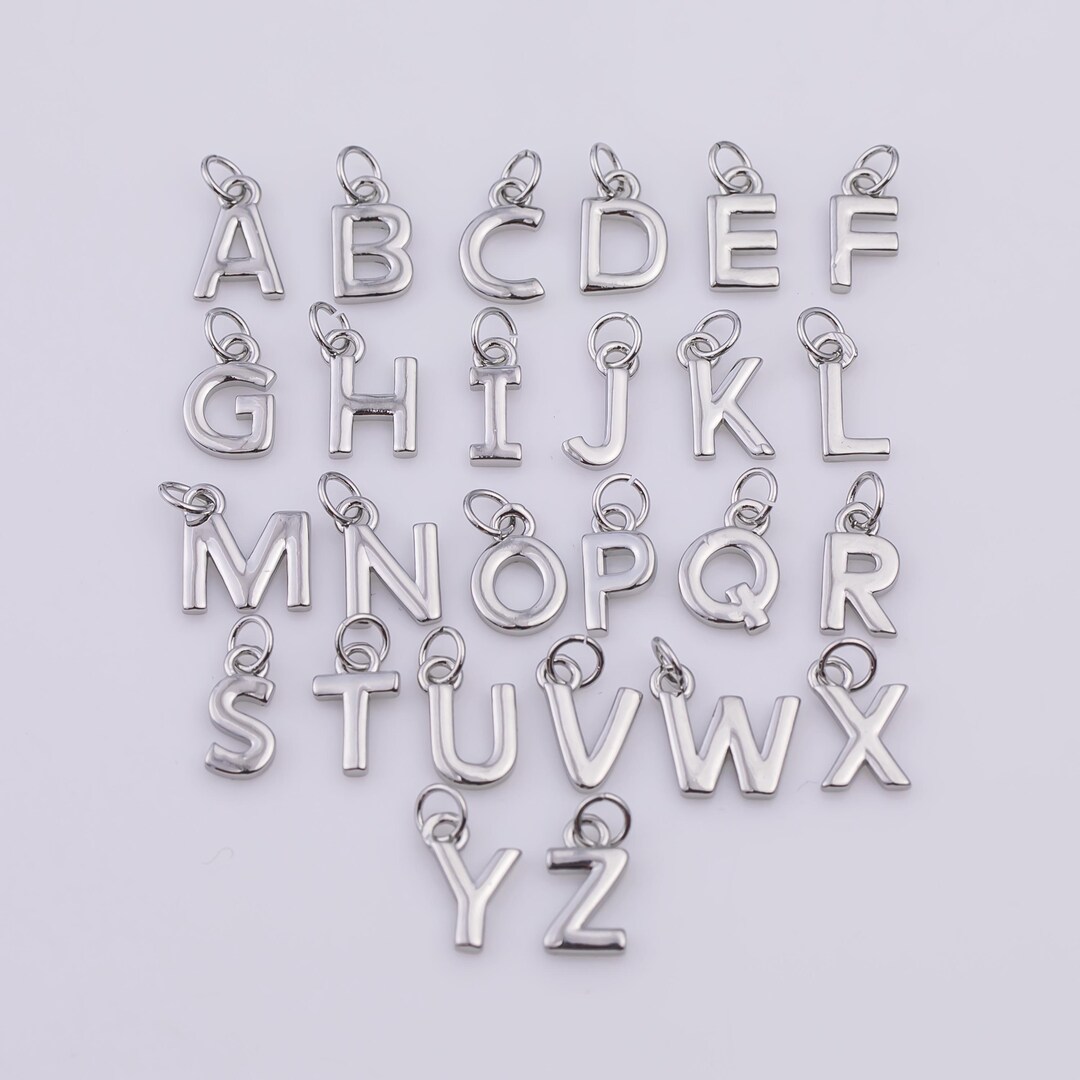 Silver Alphabet Letter Letters Initial Charm Bracelet Necklace for Diy ...