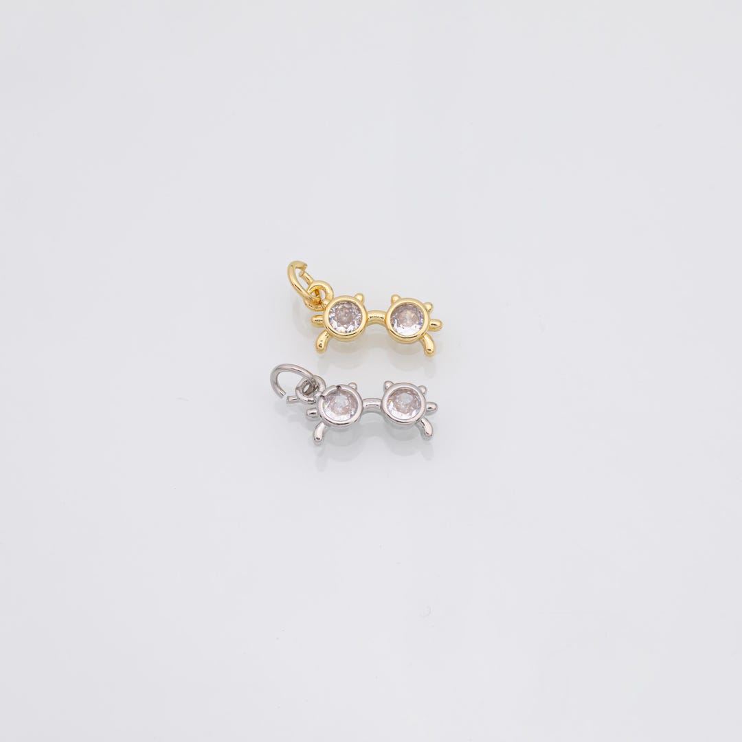 18K Gold Filled Silver Glasses Sunglasses Goggles Charm 6x13mm Bracelet ...