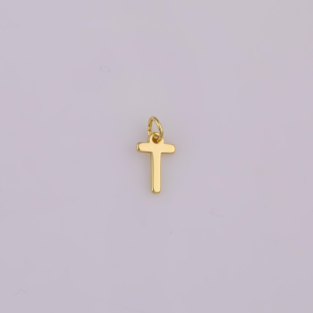 18K Gold Filled Small Plain Crosses Charm Bracelet Necklace Pendant ...