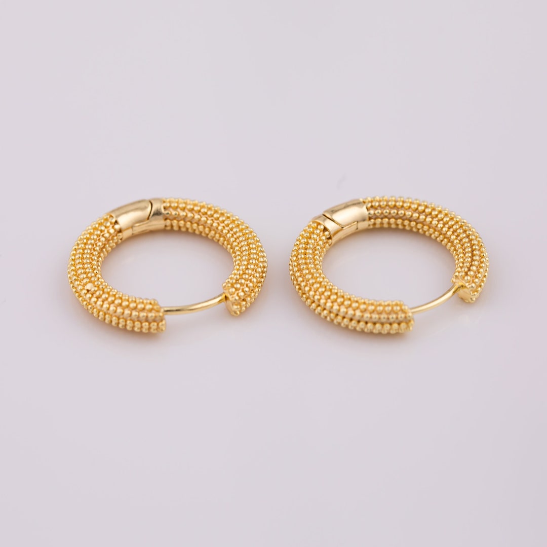 14k Gold Filled Hoop Earrings Textured 18mm 1420 14/20 Gold Filled 1 Pair per Order - Etsy