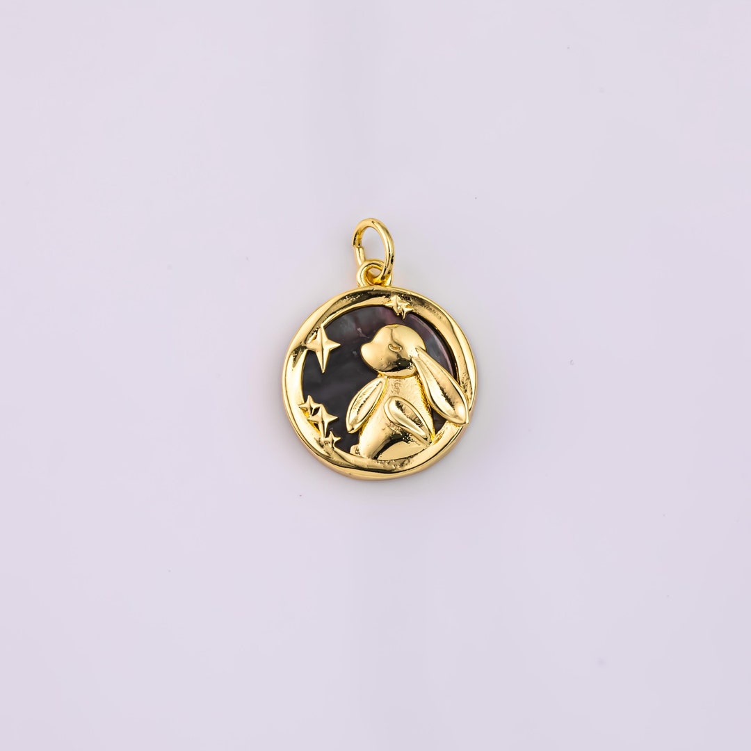 Abalone Mother of Pearl Rabbit Night Sky Charm 14mm 18K Gold Filled ...