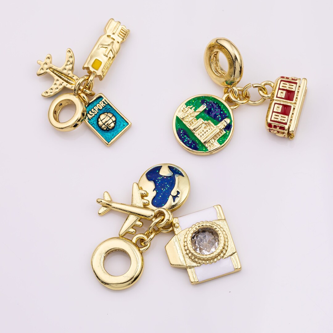 14K Gold Filled Vacation Charms Holiday Travelling Charm Bundle ...