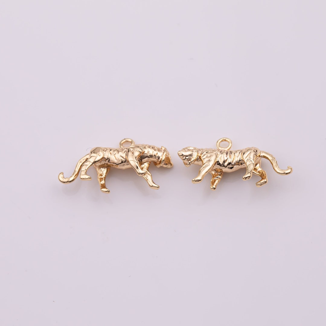 14K Gold Filled Tiger Charms 10x16mm Big Cat Jaguar Leopard Puma Charm ...