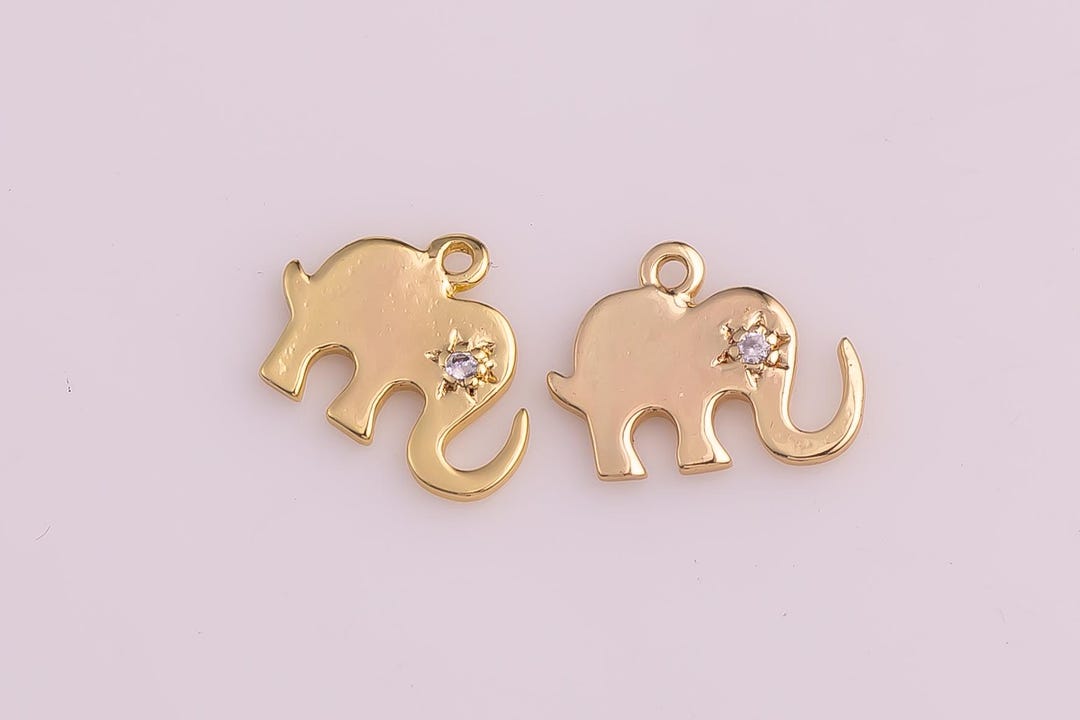 Small Elephant Charm 8x10mm 14K Gold Filled Necklace Pendant Minimalist ...