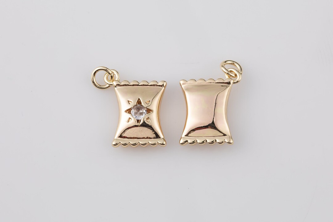 14K Gold Filled Candy Wrapper Sweet Wrapper Puffed Add-on Charm Food ...