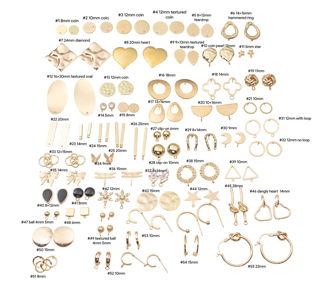 2pcs 14k Gold Filled Earring Findings Stud Findings Hoop Ball Coin ...