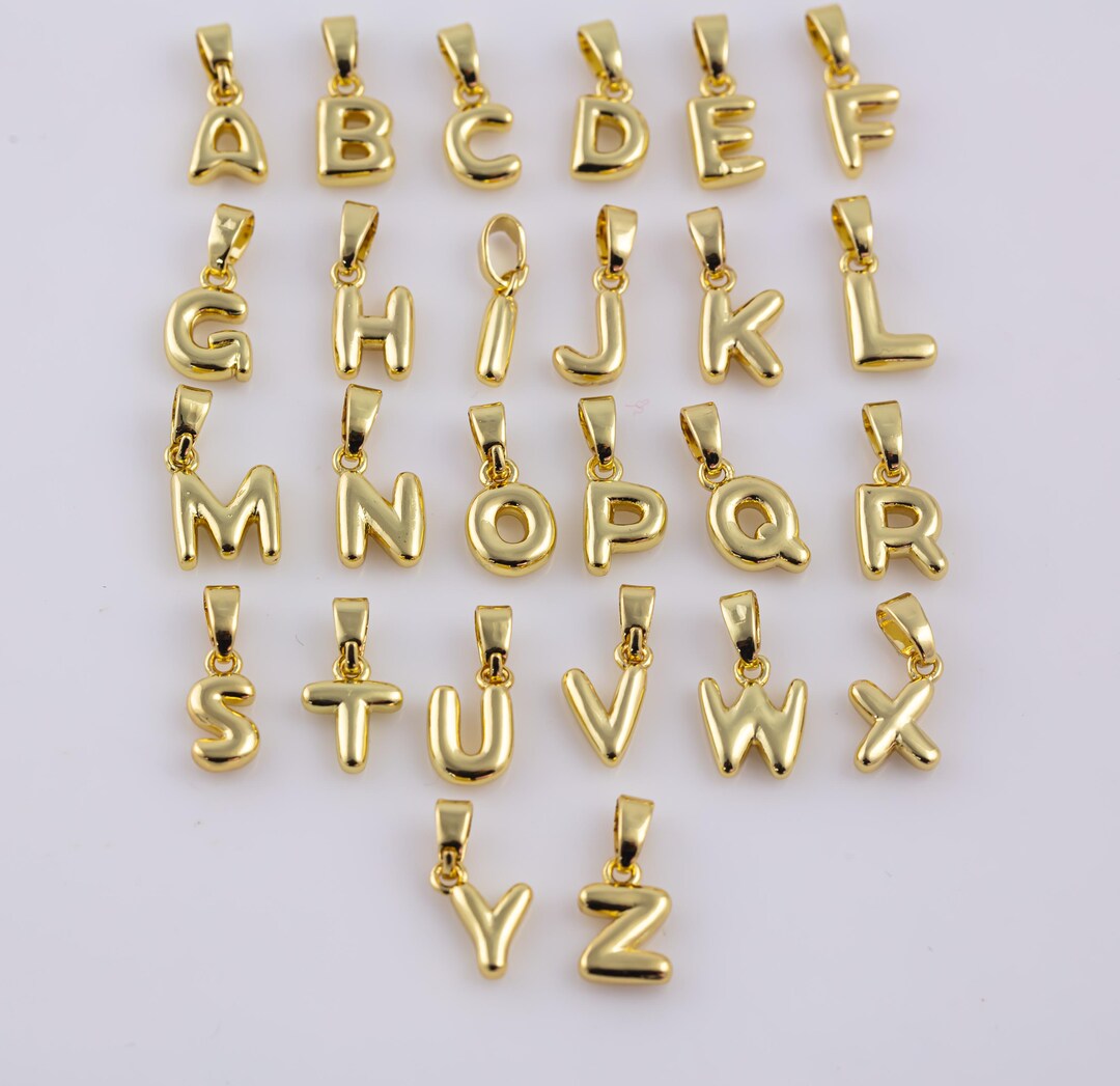22k Gold Filled Bubble Letters Alphabet Initial Charm Charms Bracelet ...