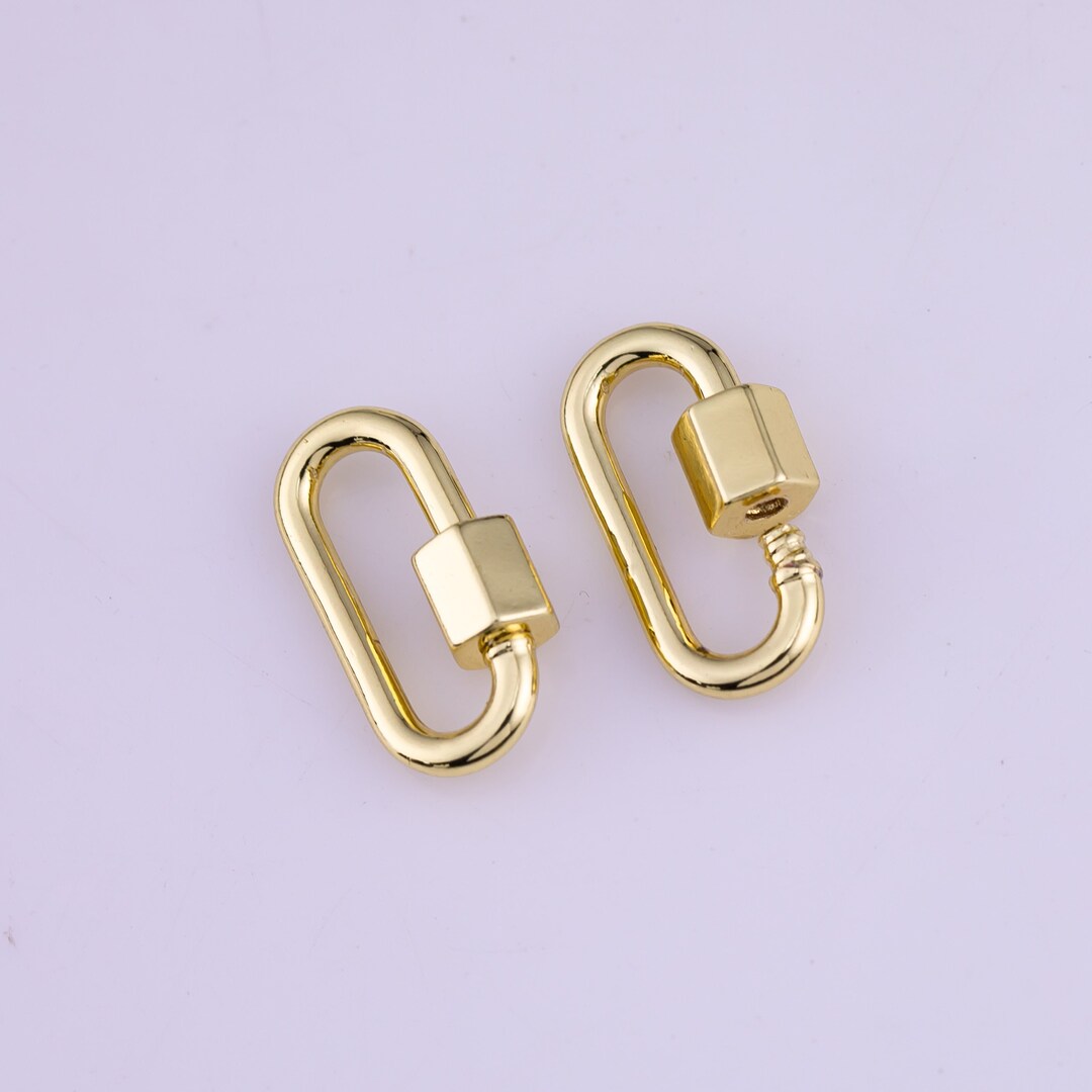 14K GF Carabiner Screw Clasp, Screw Clasp Oval , Interlocking Oval ...