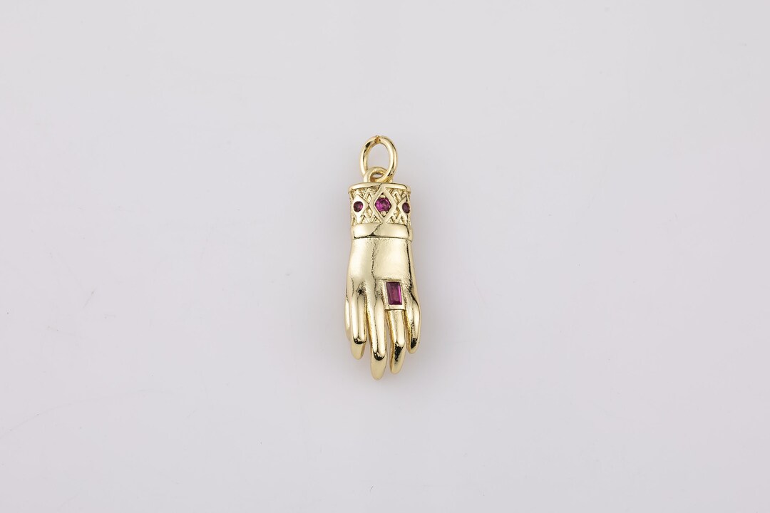 14K Gold Filled Hand Red Ruby CZ OK Sign Bracelet Necklace Pendant ...