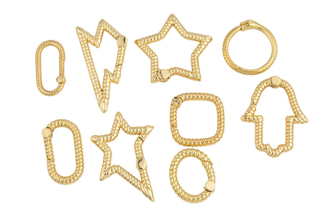 14K Gold Filled Dainty Push Gate Clasps Clasp Twisted Spring Gate Ring ...