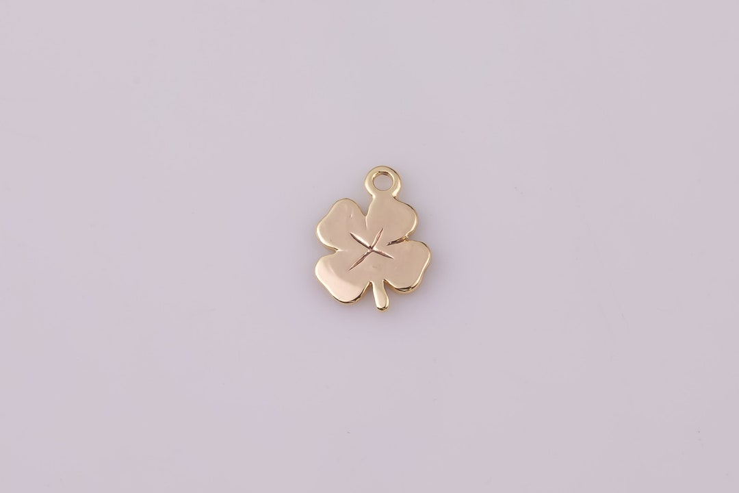 14K Gold Filled Clover Charm Four Leaf Clover 8mm Lucky Irish Charm ...