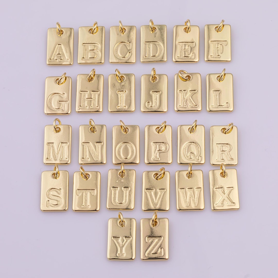 14k Gold Filled Letters Rectangle Tag 10x16mm Personalized Initial ...