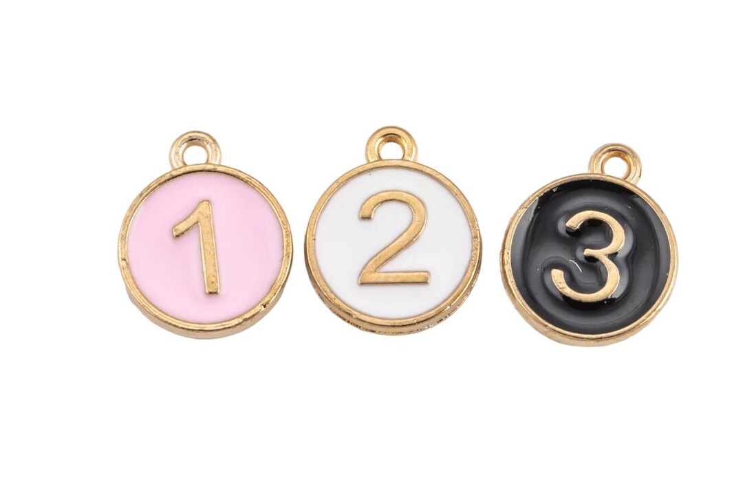 14k Gold Filled Enamel Dainty Numbers Numbers Charm Charms 123 One Two ...