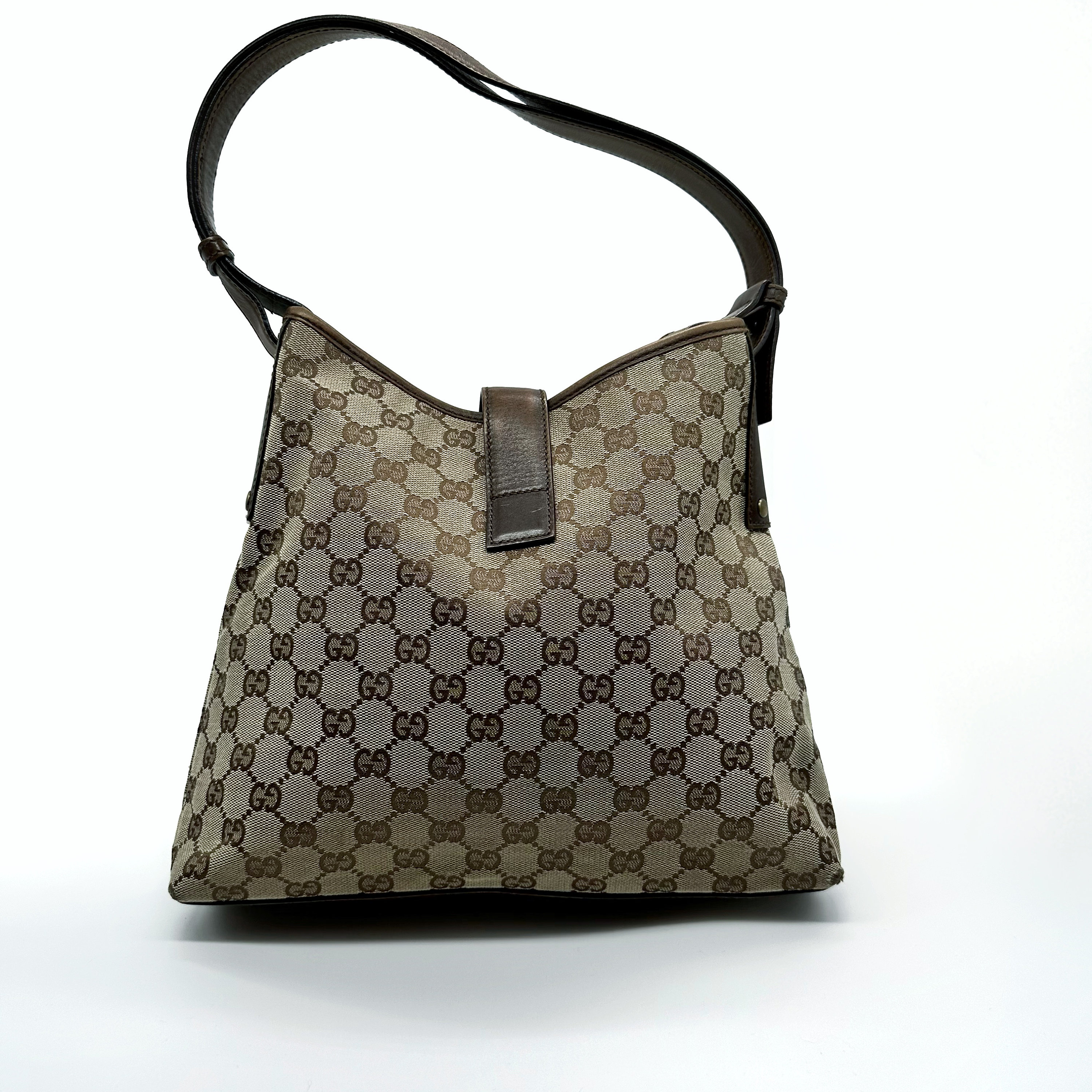 Authentic Gucci Vintage Bag Gg Logo in Brown Leather Print - Etsy