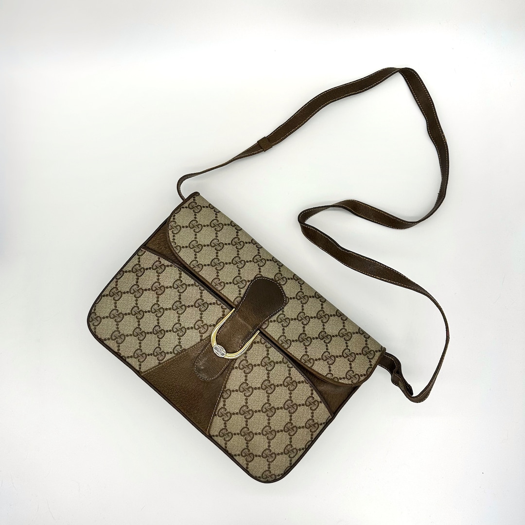Gucci Vintage Buckle Gg Gucci Logo Leather Bag - Etsy