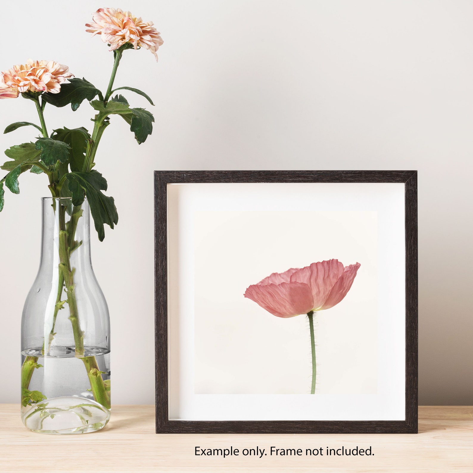 Pink Poppy Print, Pink Flower Print, Floral Wall Art, Square Photo ...