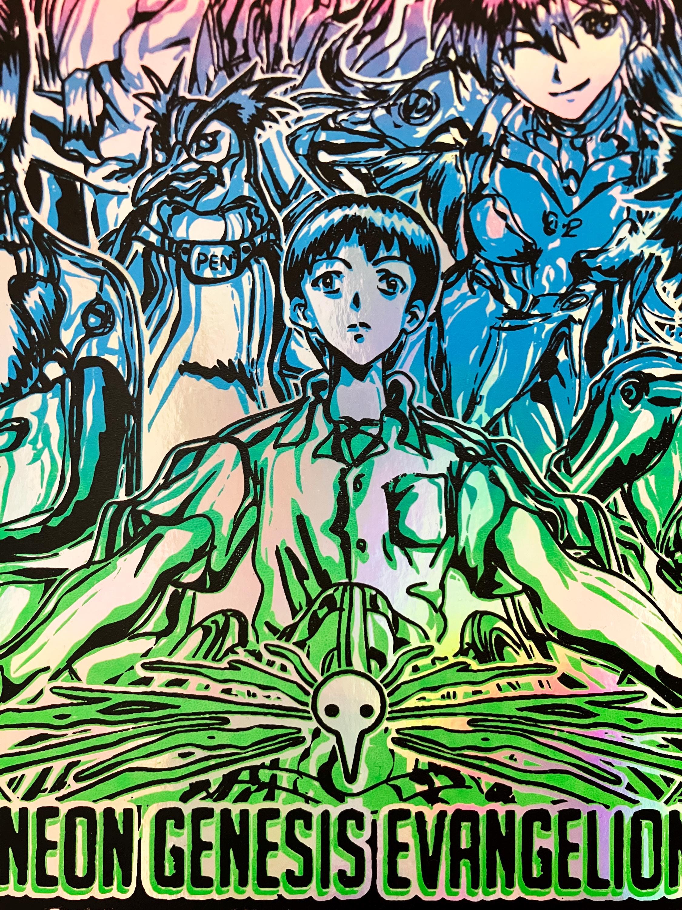 NERV Hand Made Holographic Screen Print: Misato - Rei - Asuka - Kaworu ...