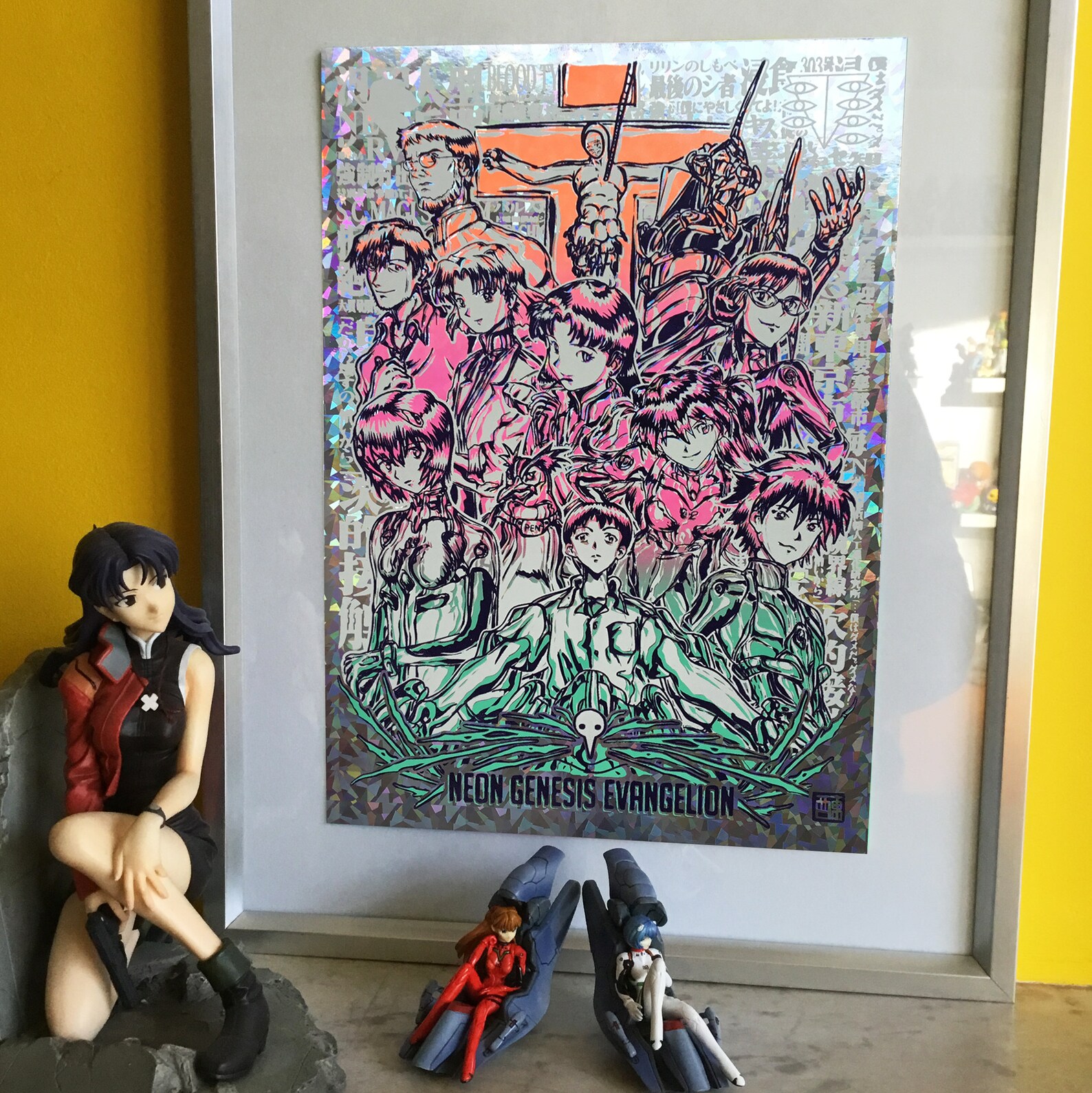 NERV Hand Made Holographic Screen Print: Misato Rei Asuka Kaworu Shinji ...