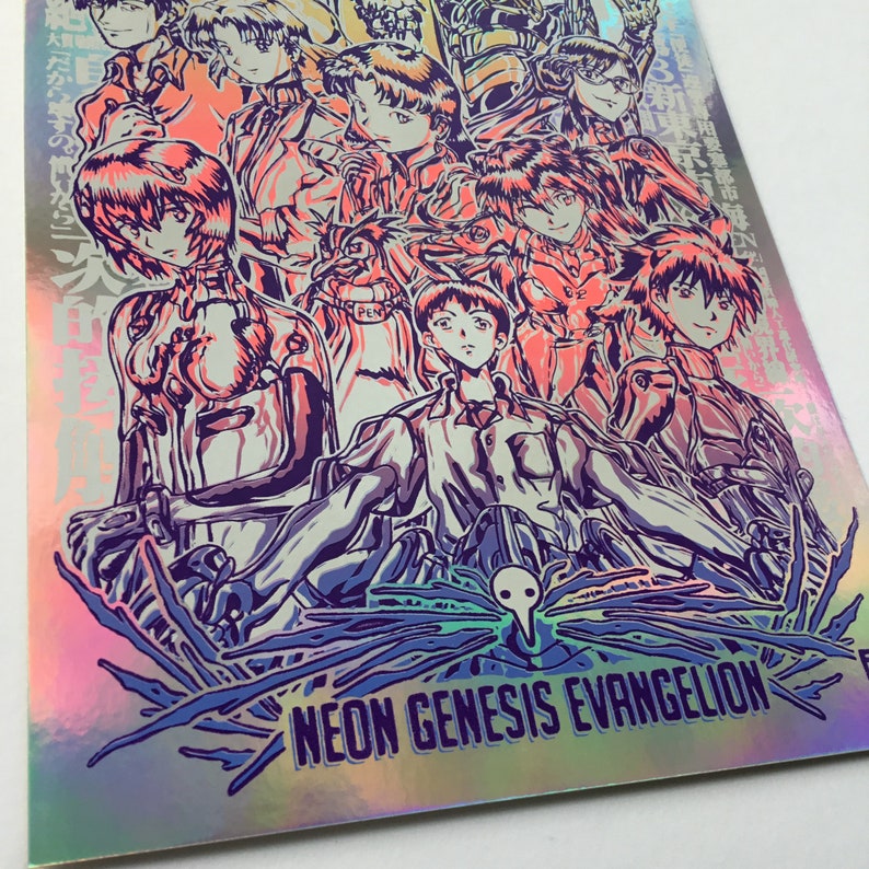 NERV Hand Made Holographic Screen Print: Misato Rei Asuka Kaworu Shinji ...
