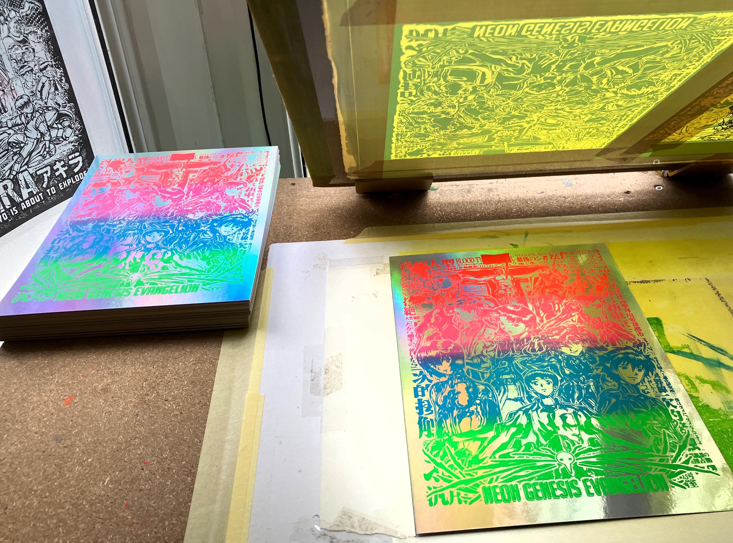 NERV Hand Made Holographic Screen Print: Misato - Rei - Asuka - Kaworu ...