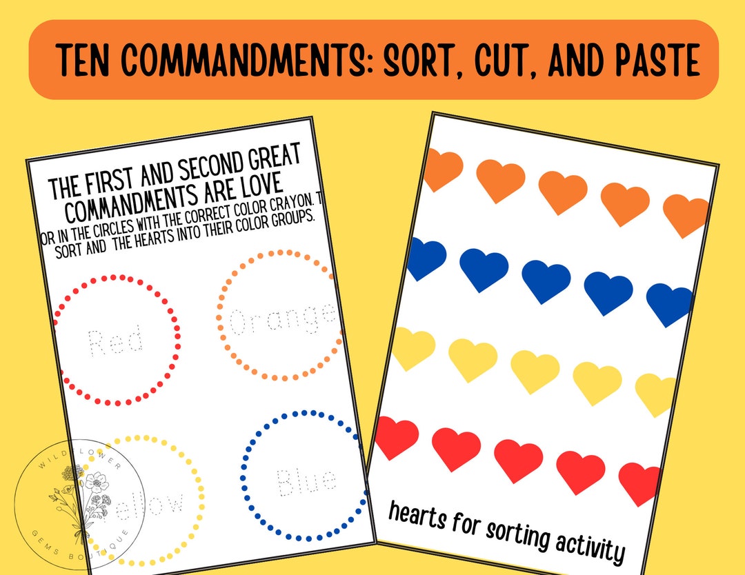 Ten Commandments Preschool Activity Cut Sort and Paste - Etsy