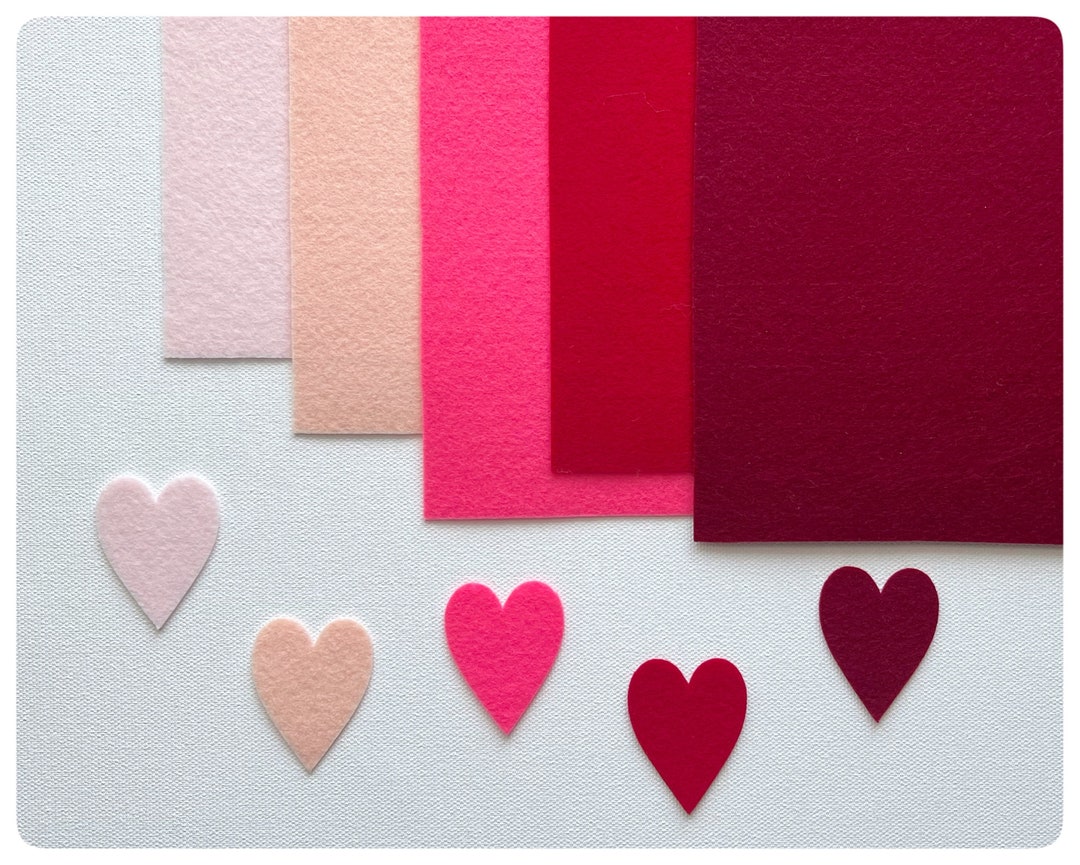 Classic Valentines Day Felt Palette. Color Hard Korean Felt. Red Heart ...