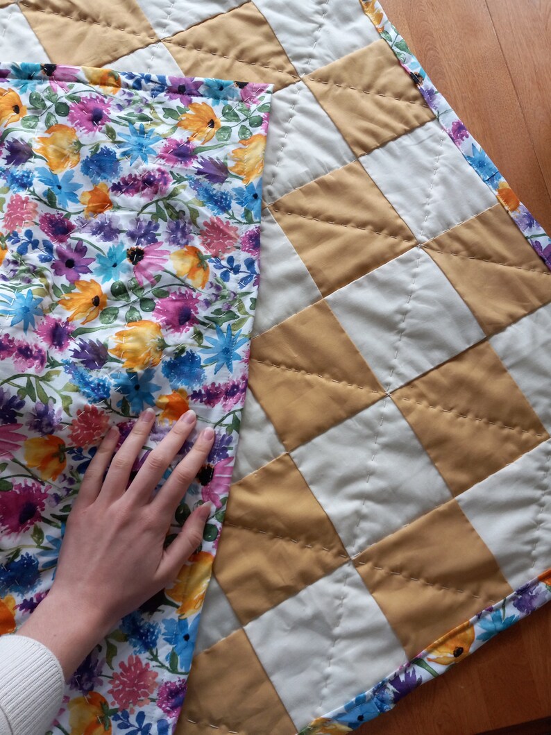 Milk + Honey Quilt | Checkered Cotton Quilt, Hand Quilted - Etsy