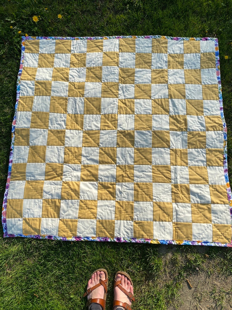 Milk + Honey Quilt | Checkered Cotton Quilt, Hand Quilted - Etsy