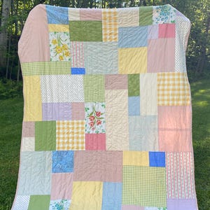 Pastel Patchwork Quilt | Multicolor Cotton Quilt, Hand Quilted - Etsy
