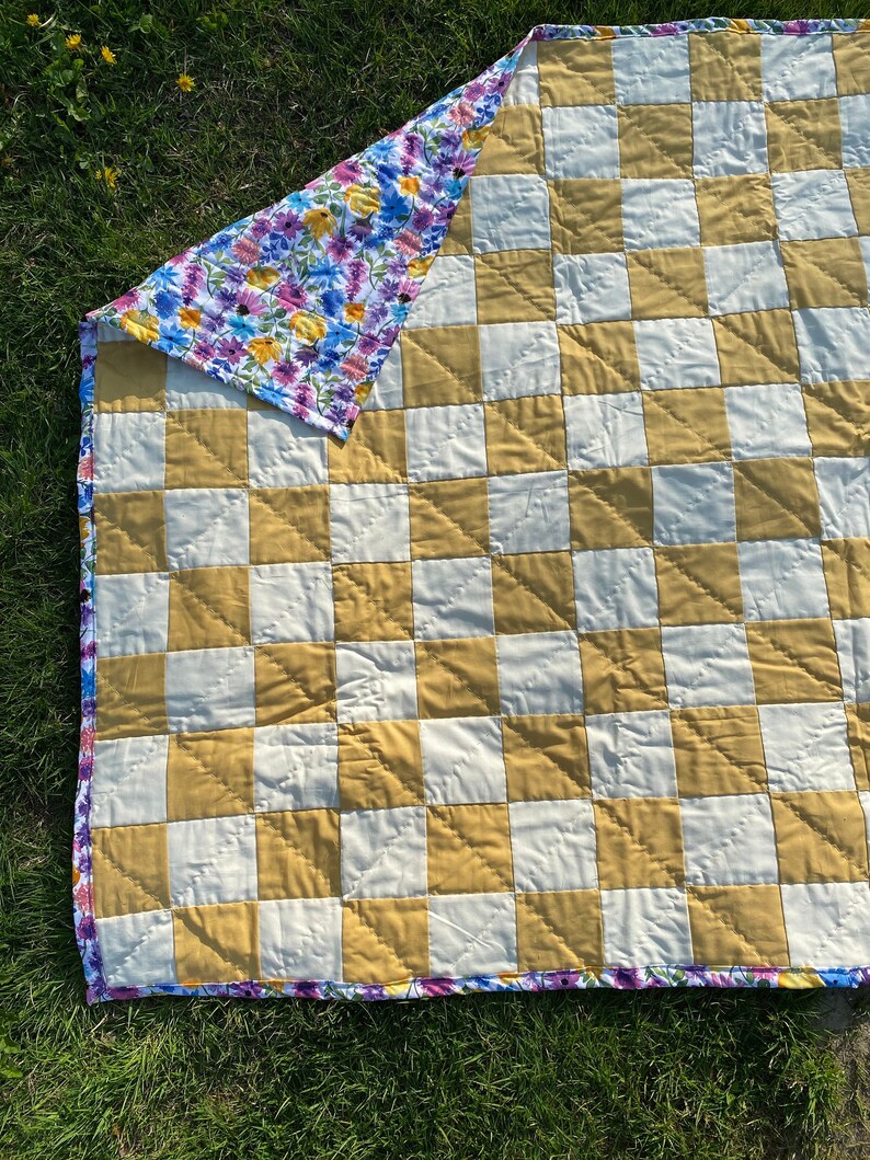 Milk + Honey Quilt | Checkered Cotton Quilt, Hand Quilted - Etsy