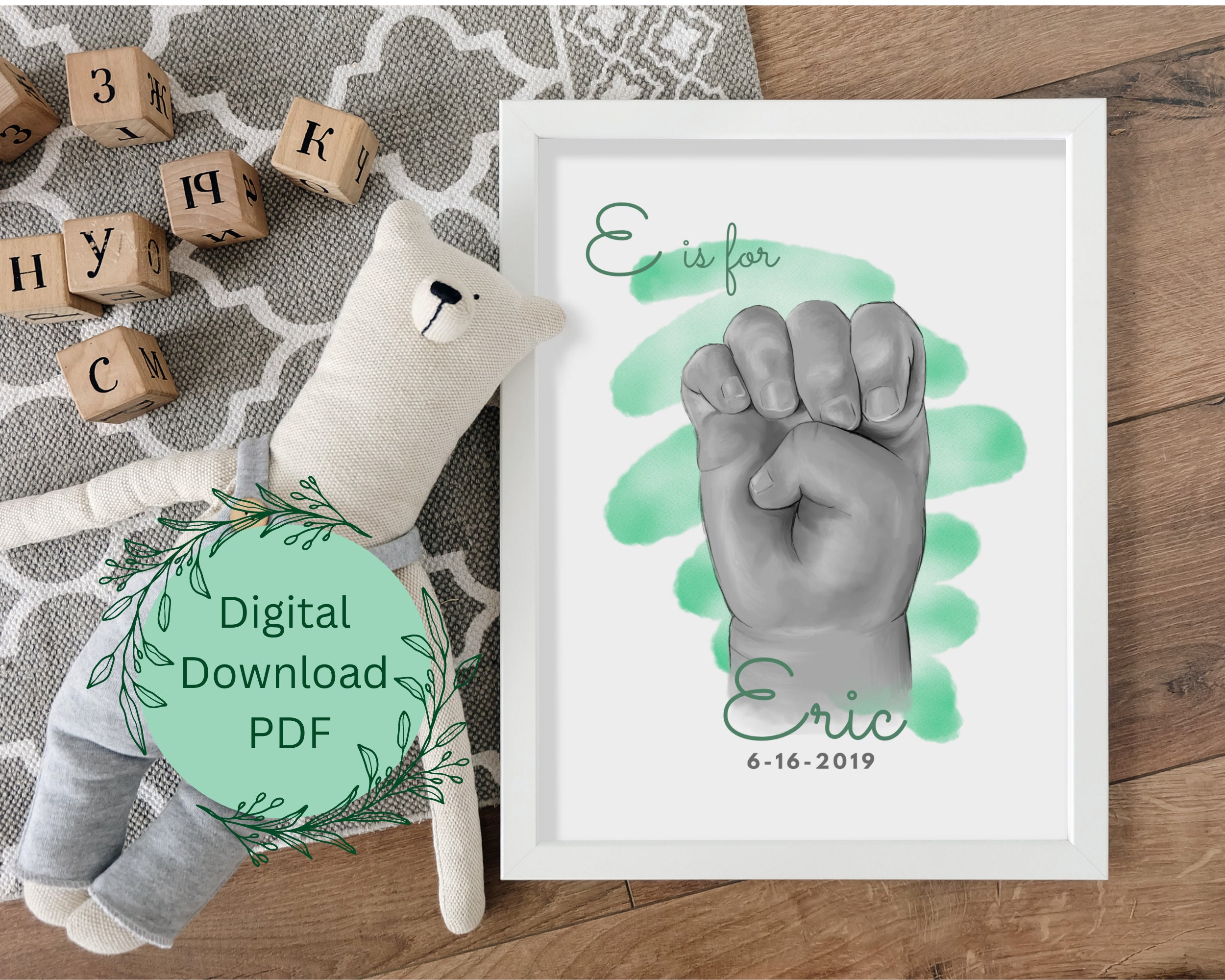 Custom Letter E | ASL Sign Language | Digital Printable Wall Art ...