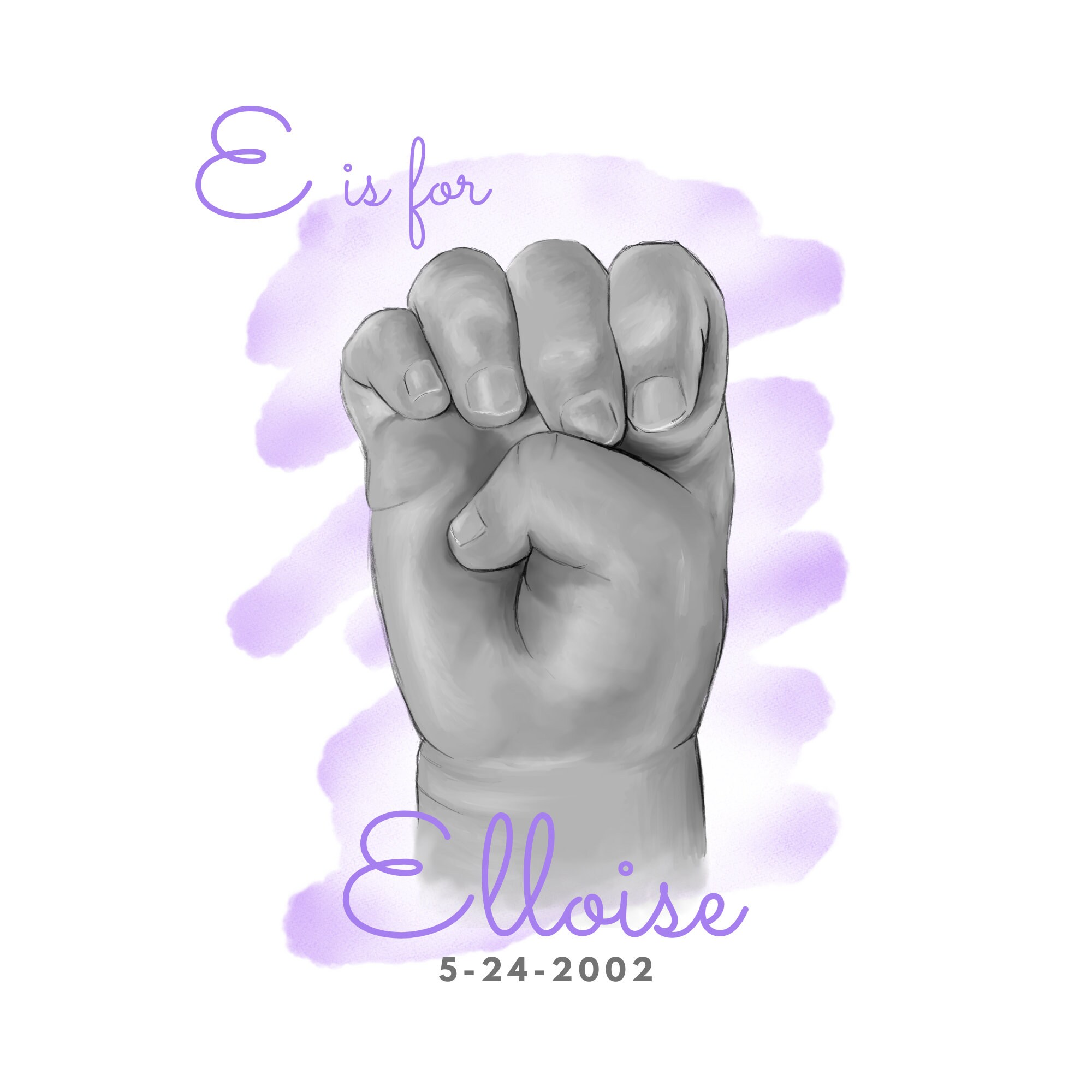 Custom Letter E | ASL Sign Language | Digital Printable Wall Art ...