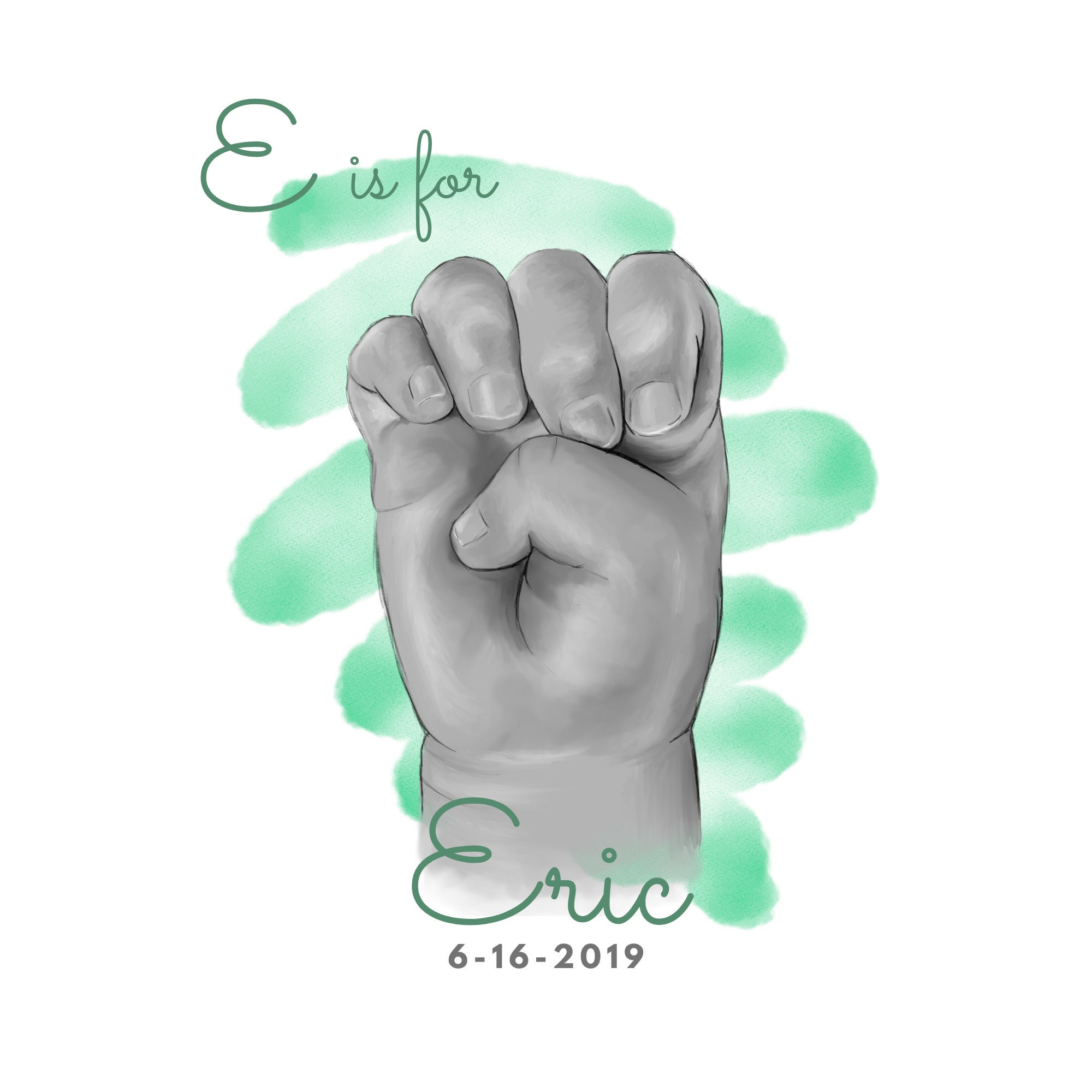 Custom Letter E | ASL Sign Language | Digital Printable Wall Art ...