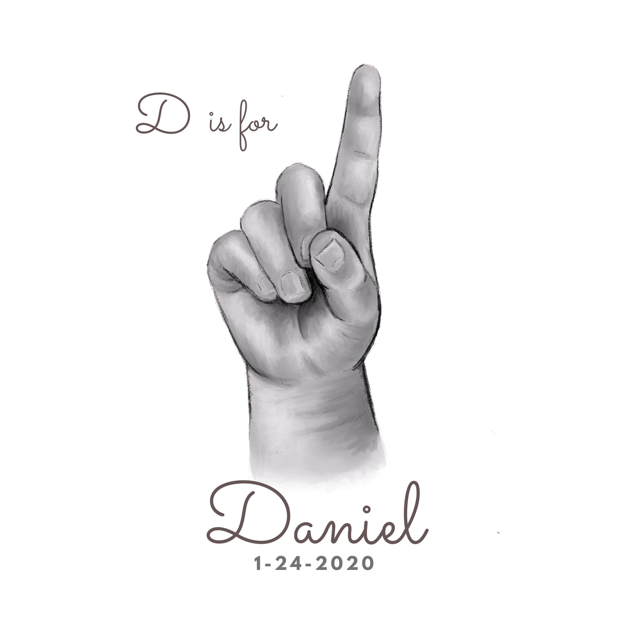 Custom Letter D ASL Sign Language Digital Print - Etsy