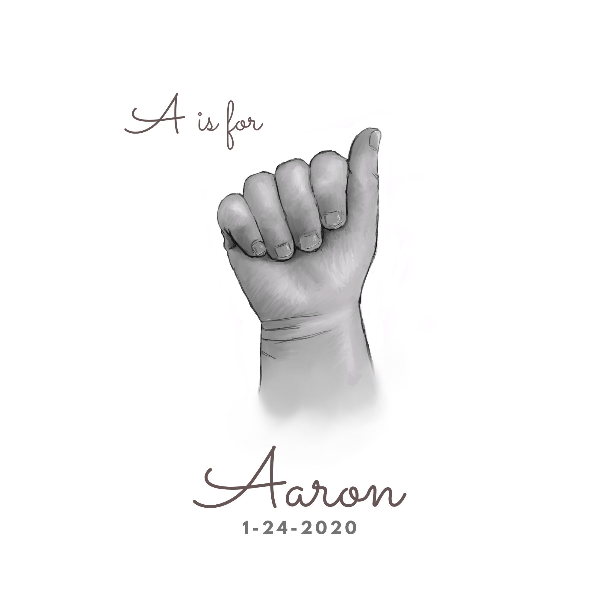 Custom Letter A ASL Sign Language Digital Print Printable Wall Art ...