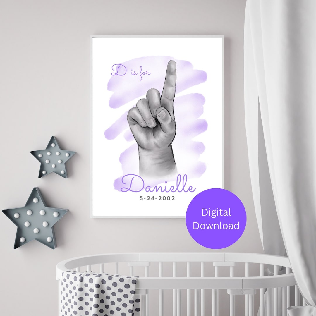 Custom Letter D | ASL Sign Language | Digital Print | Printable Wall ...