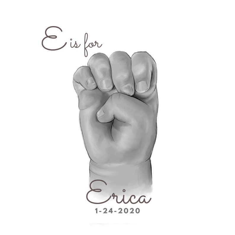 Custom Letter E ASL Sign Language Digital Printable Wall Art Nursery ...