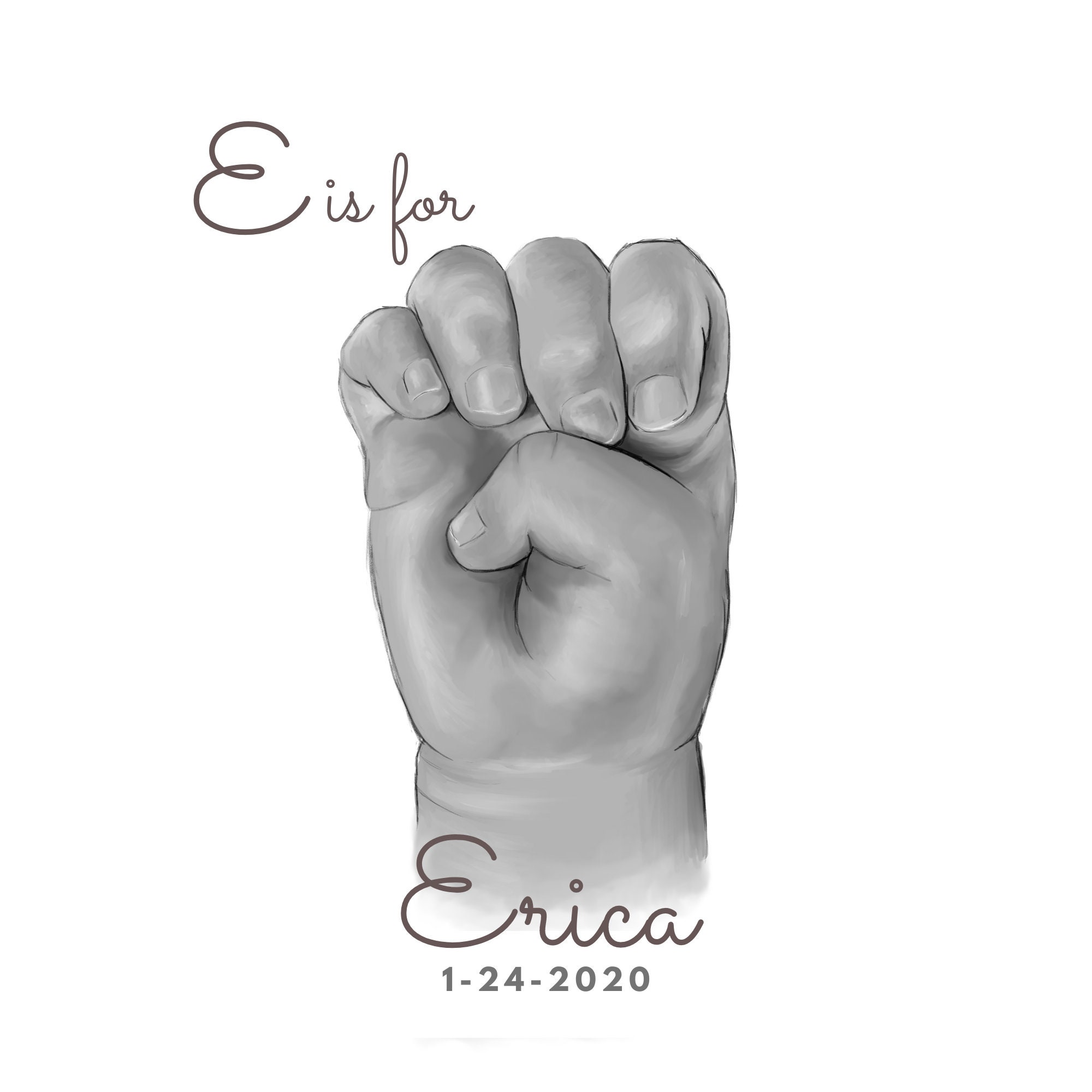 Custom Letter E | ASL Sign Language | Digital Printable Wall Art ...