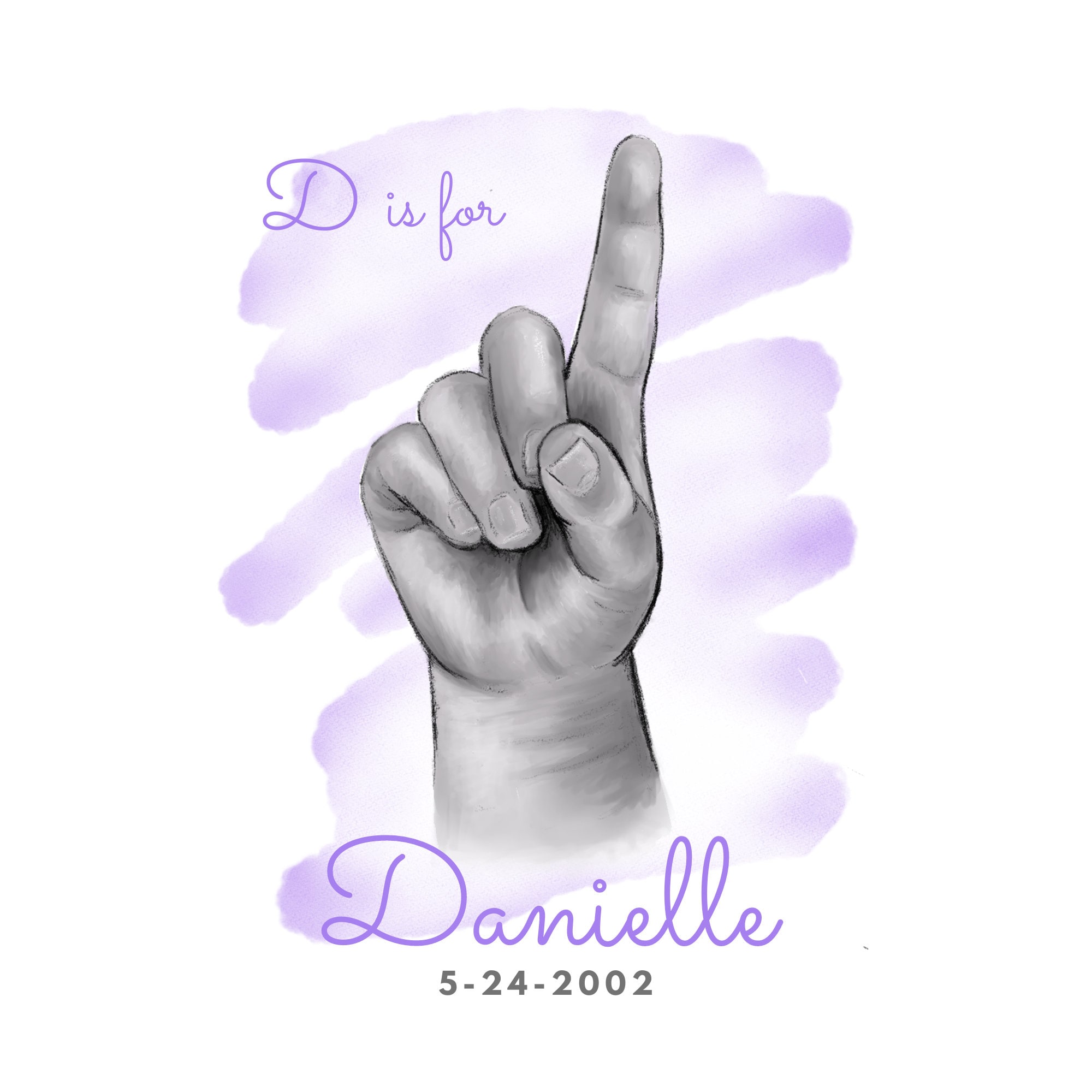 Custom Letter D ASL Sign Language Digital Print - Etsy