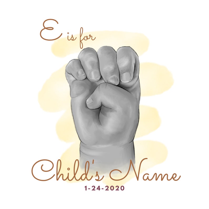 Custom Letter E | ASL Sign Language | Digital Printable Wall Art ...