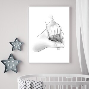 Holding Mom's Hands Line Art | Minimalist Art | Digital Print ...