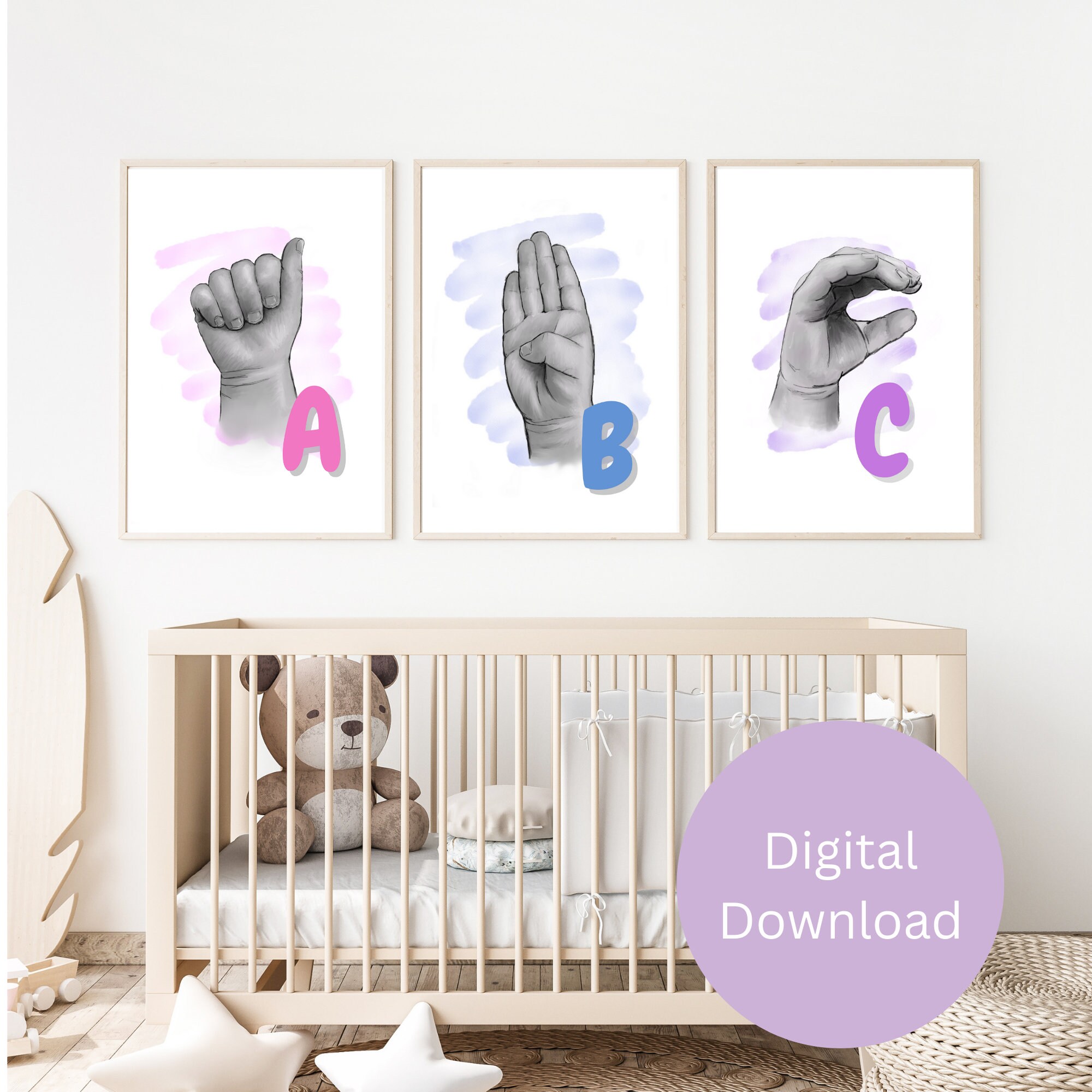 ABC Letter ASL Sign Language ABC Digital Print Printable - Etsy