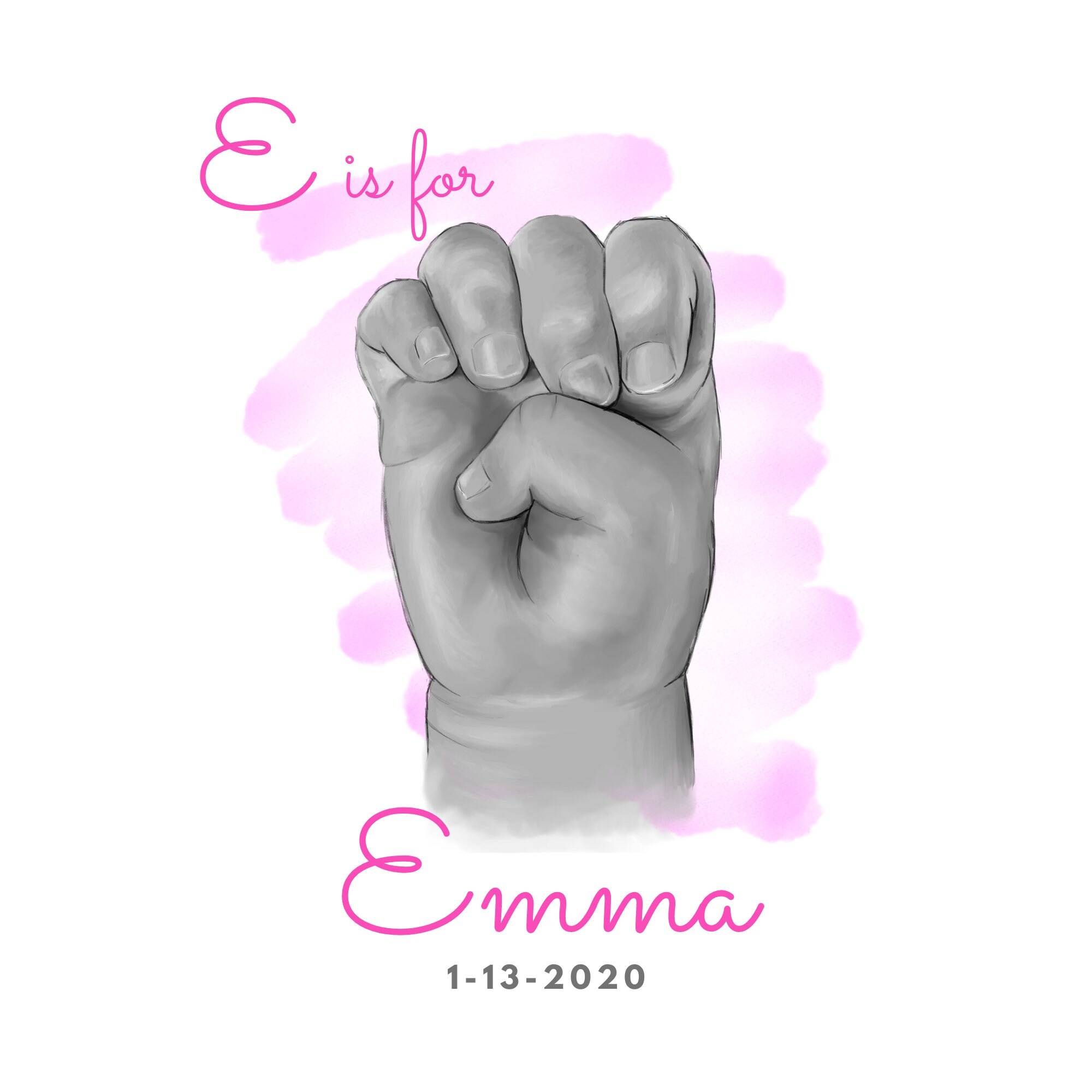 Custom Letter E | ASL Sign Language | Digital Printable Wall Art ...