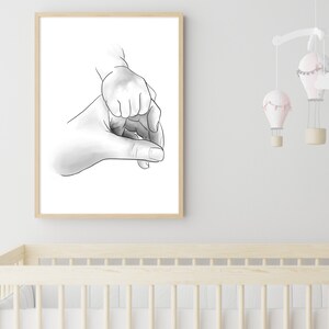 Holding Mom's Hands Line Art | Minimalist Art | Digital Print ...