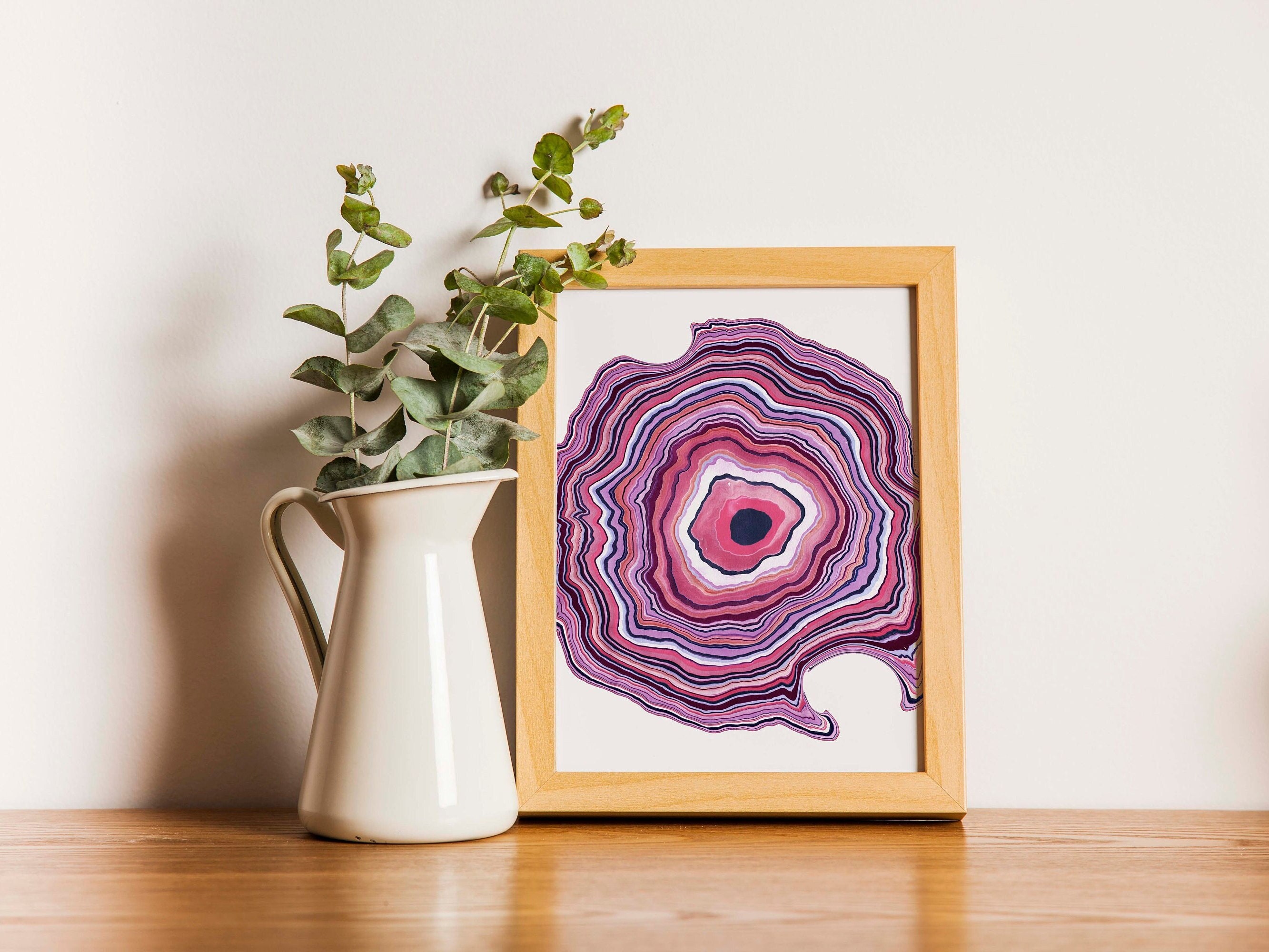 Funky Reverb Art Print, Tree Ring Texture Psychedelic Poster Print ...