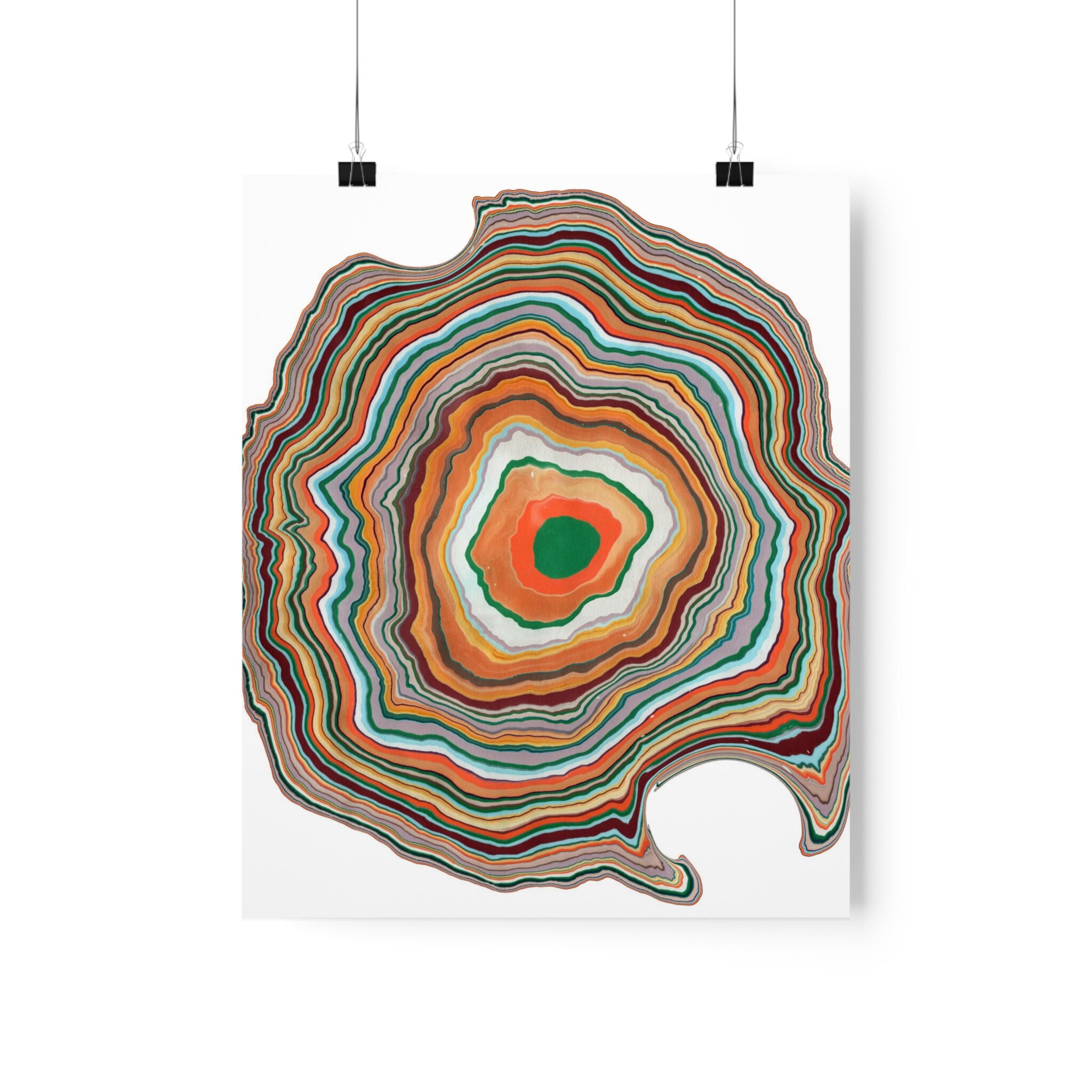 Funky Reverb Art Print, Tree Ring Texture Psychedelic Poster Print ...