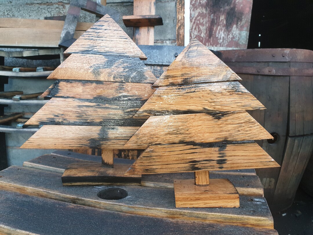 Handmade Oak Whisky Barrel Staves Christmas Tree Set of 2 for Home ...