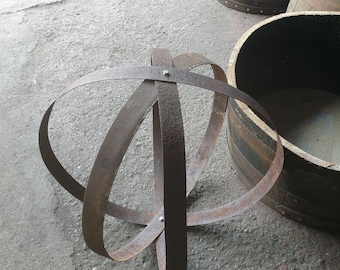 Garden Metal Sphere Sculpture Reclaimed Rusty Whisky Barrel Hoop Ring ...