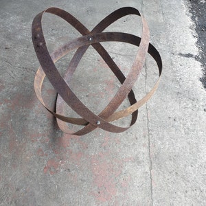 Garden Metal Sphere Sculpture Reclaimed Rusty Whisky Barrel Hoop Ring ...