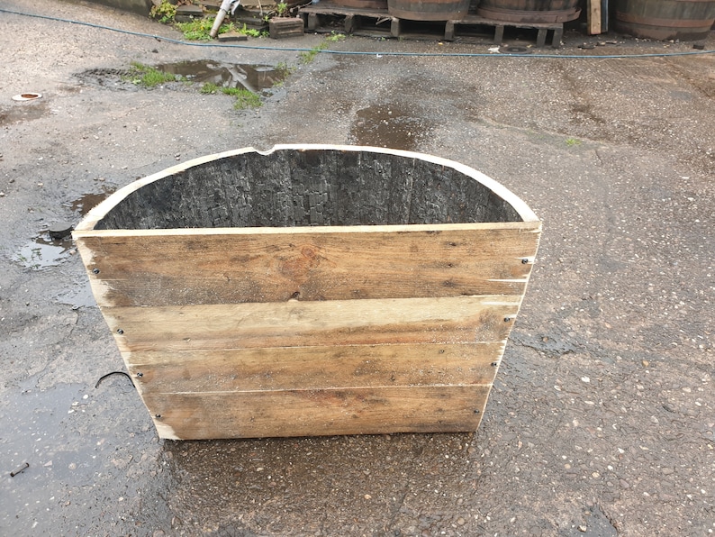 Genuine Whisky Barrel Planter Flat Back Plants Shrubs Flowers Roses Veg ...